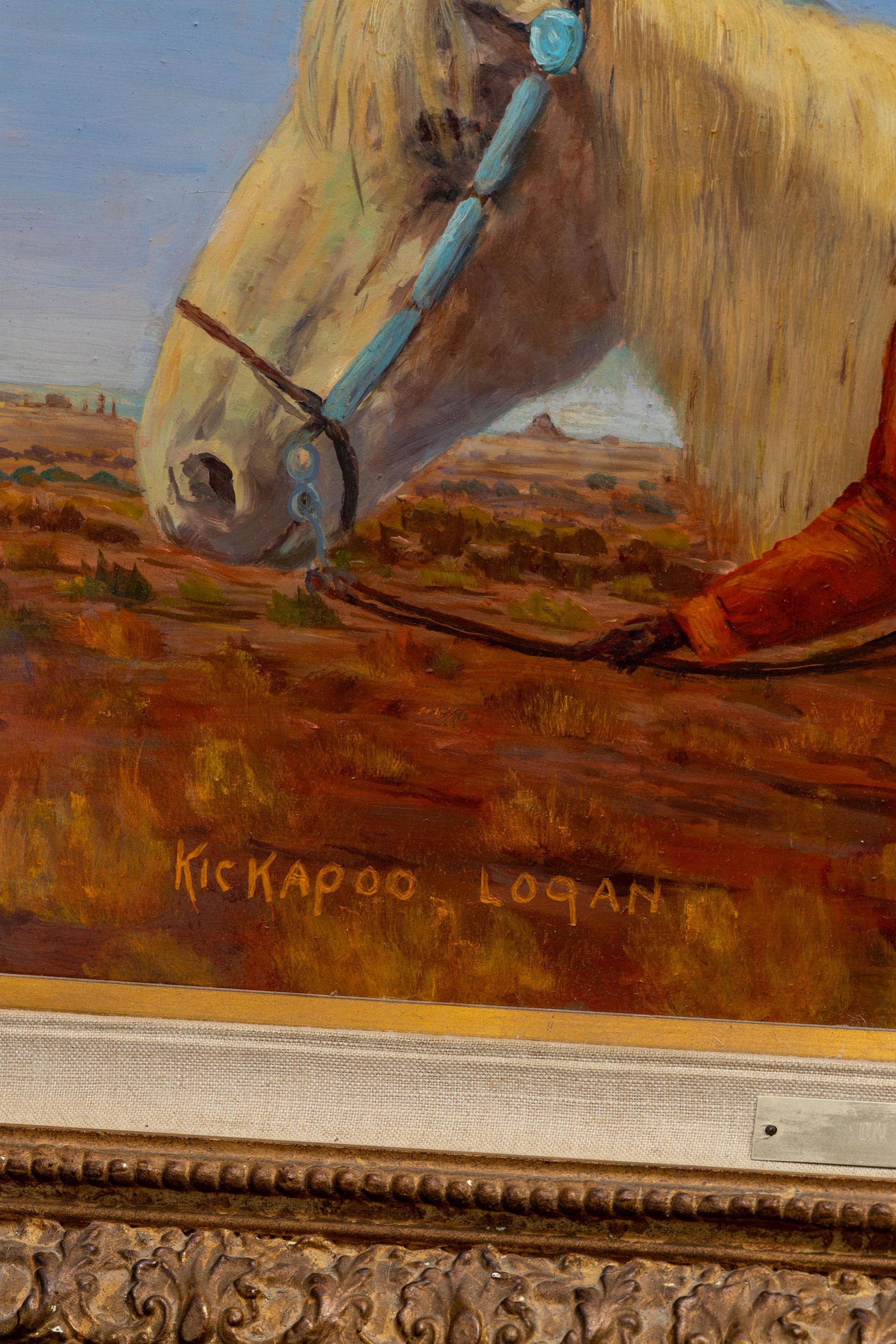 Art, Portrait, "On the Alert", Oil on Board, Roland "Kickapoo" Logan ( - Double D Ranch
